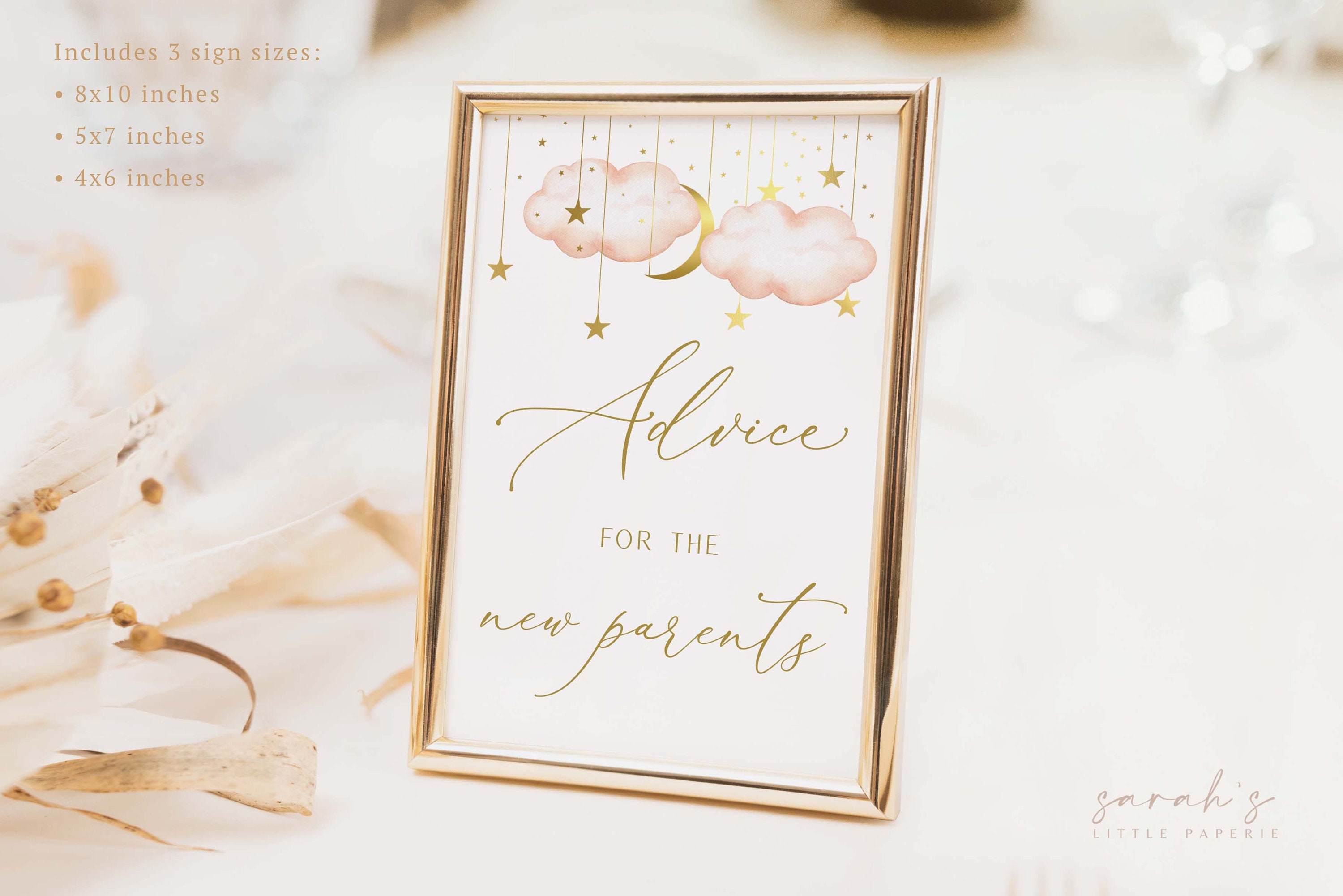 Advice for the New Parents Sign + Cards Set, Twinkle Twinkle Little ...
