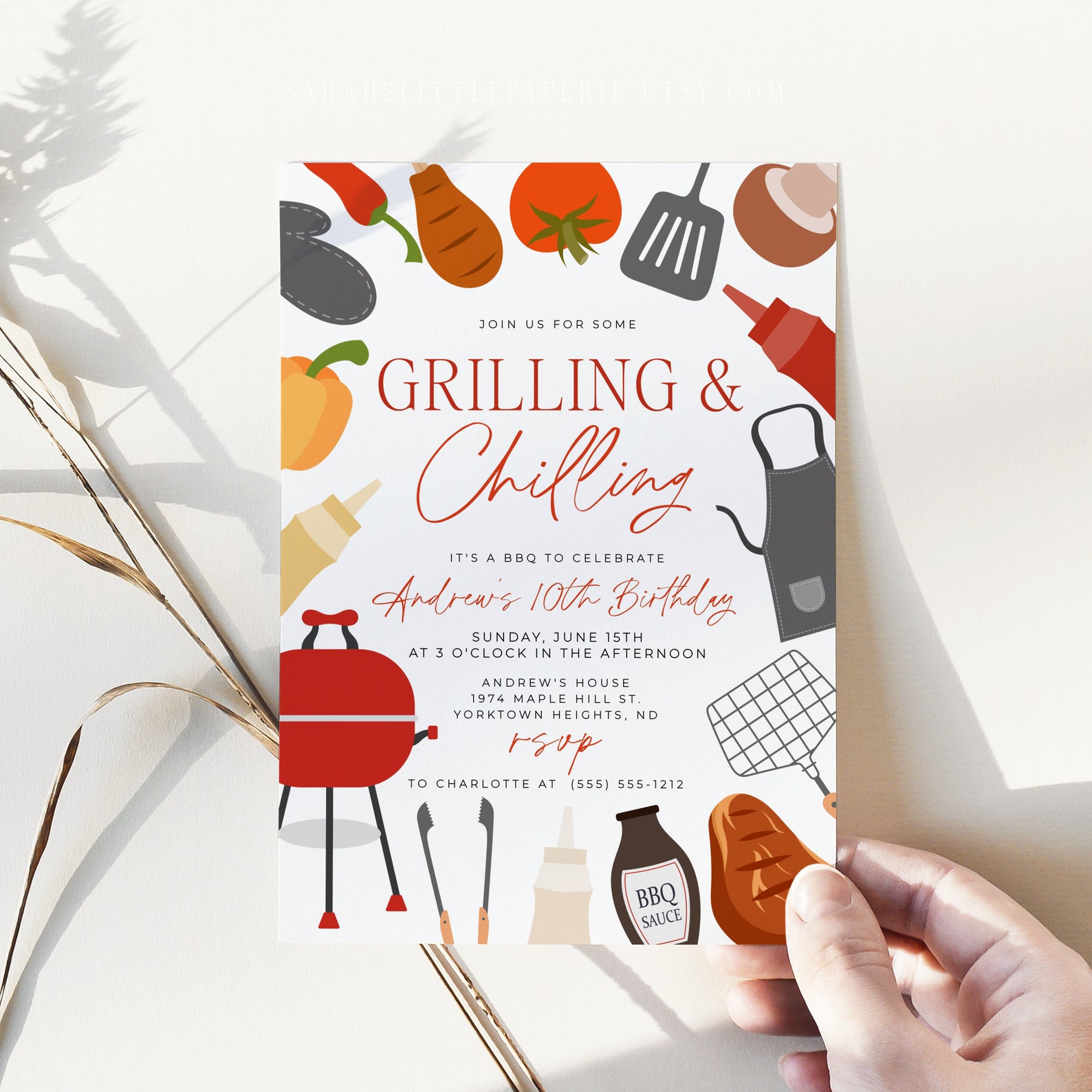 BBQ Birthday Invitation: Editable Grill Party Invite (instant Download ...