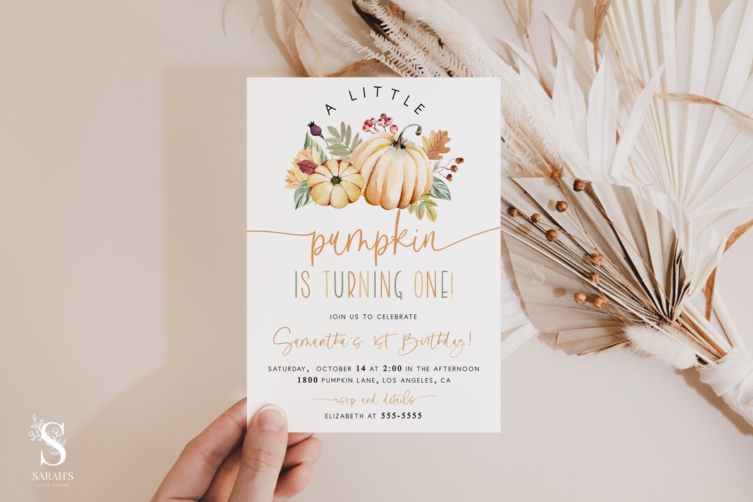 Pumpkin Birthday Invitation, Fall Pumpkin Invitation, Fall Celebration ...