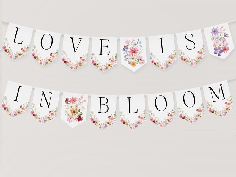 Love in Bloom Banner, Custom Banner, Bridal Shower Bunting Banner ...