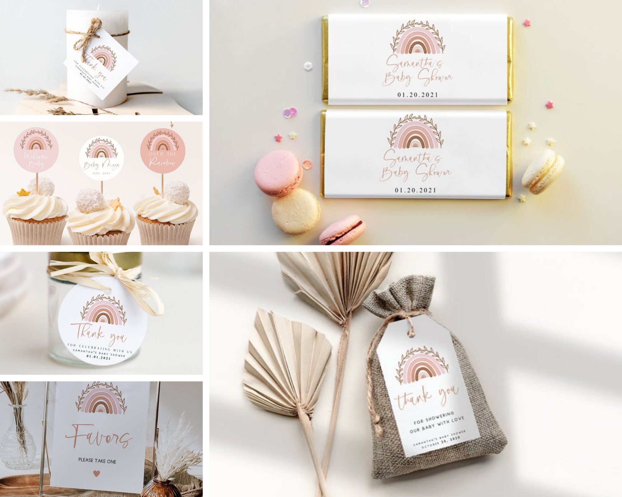 Boho Rainbow Baby Shower Bundle, Baby Shower Mega Bundle, DIY Bohemian ...