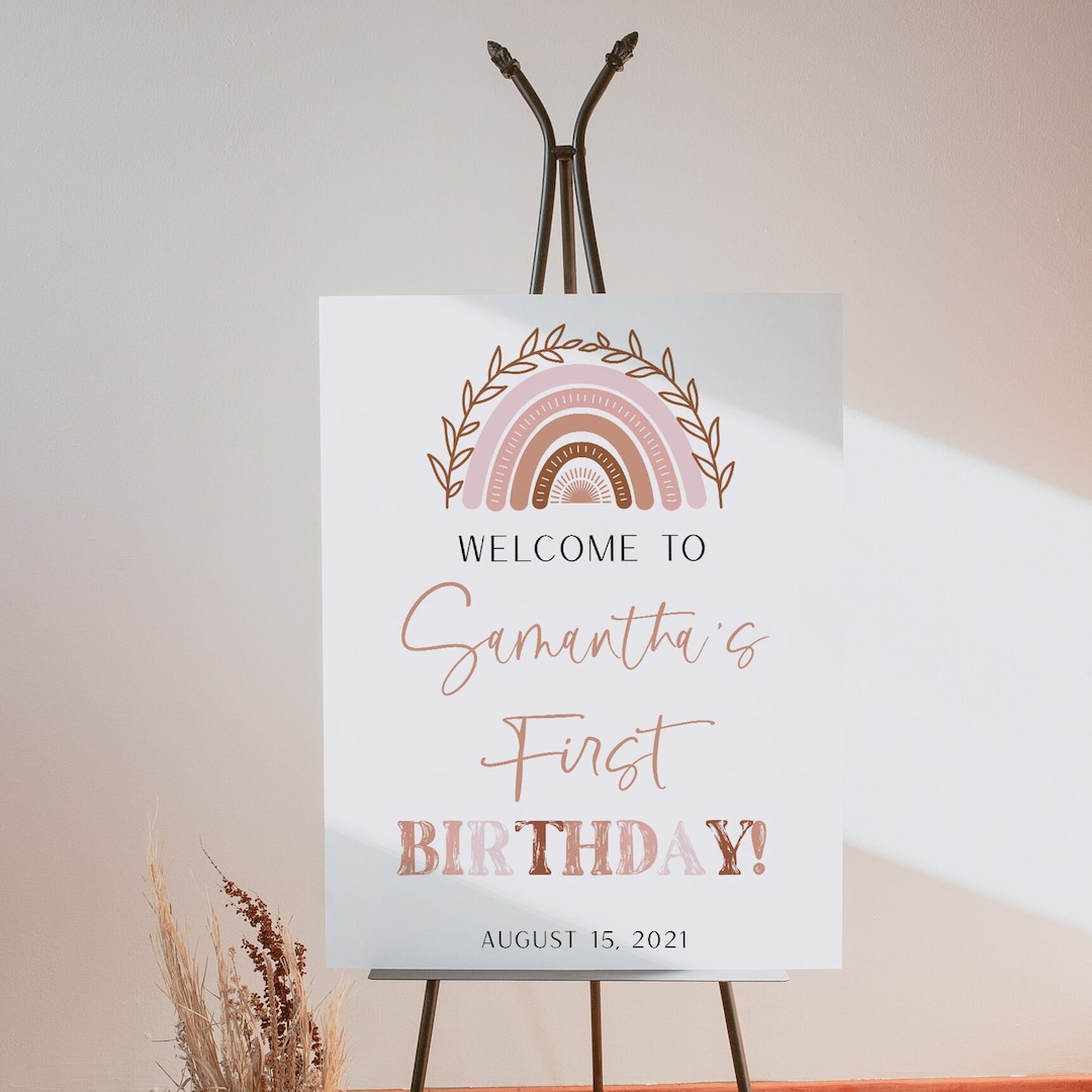 Bohemian Rainbow Birthday Welcome Sign, Bohemian Rainbow Welcome Sign ...