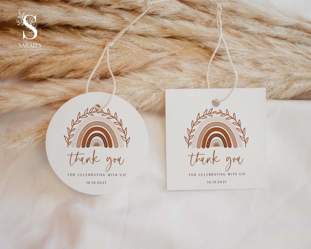Bohemian Rainbow Baby Shower Favor Tags | Muted Tones Rainbow Editable ...