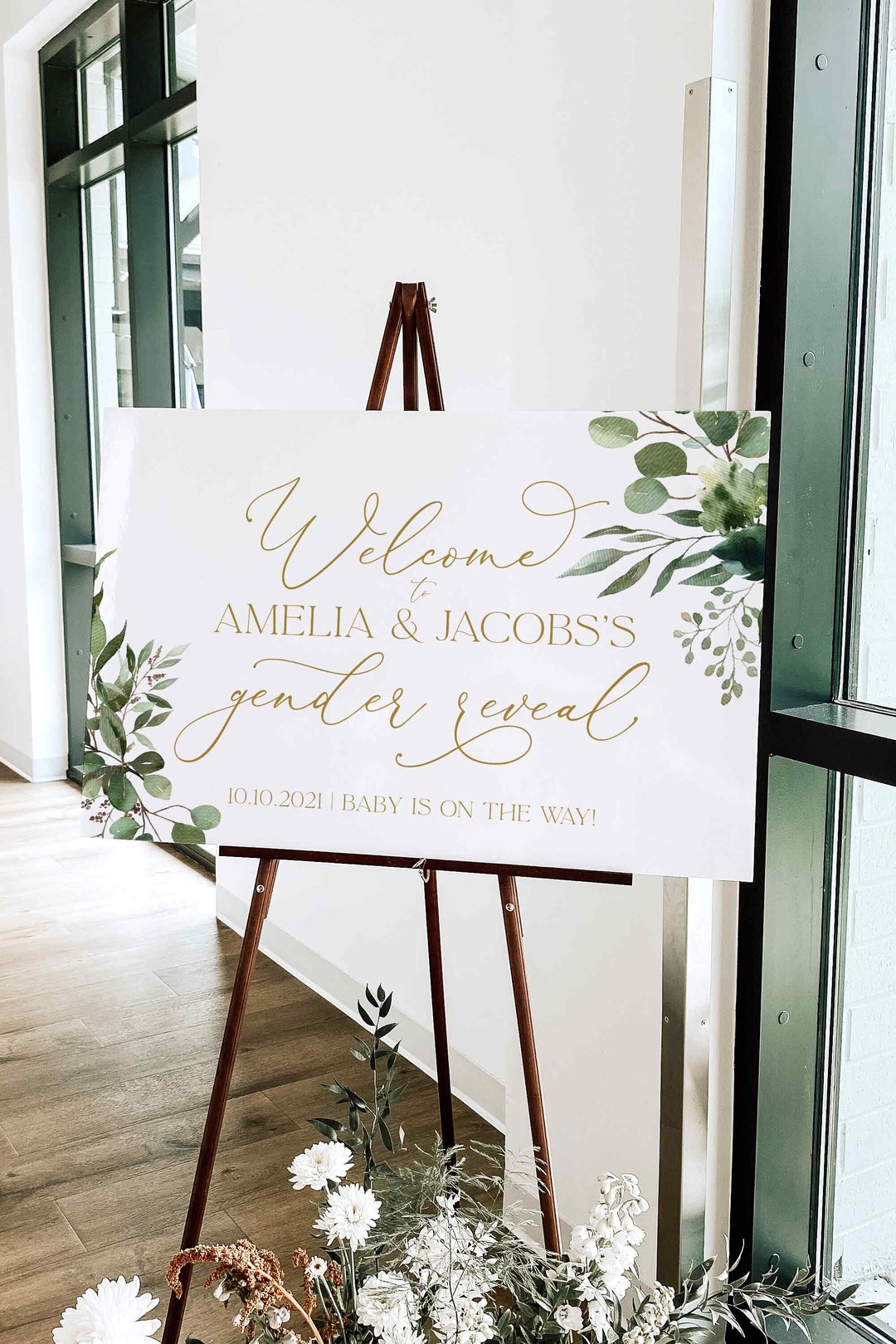 Greenery Baby Shower Welcome Sign, Botanical Themed Welcome Sign ...