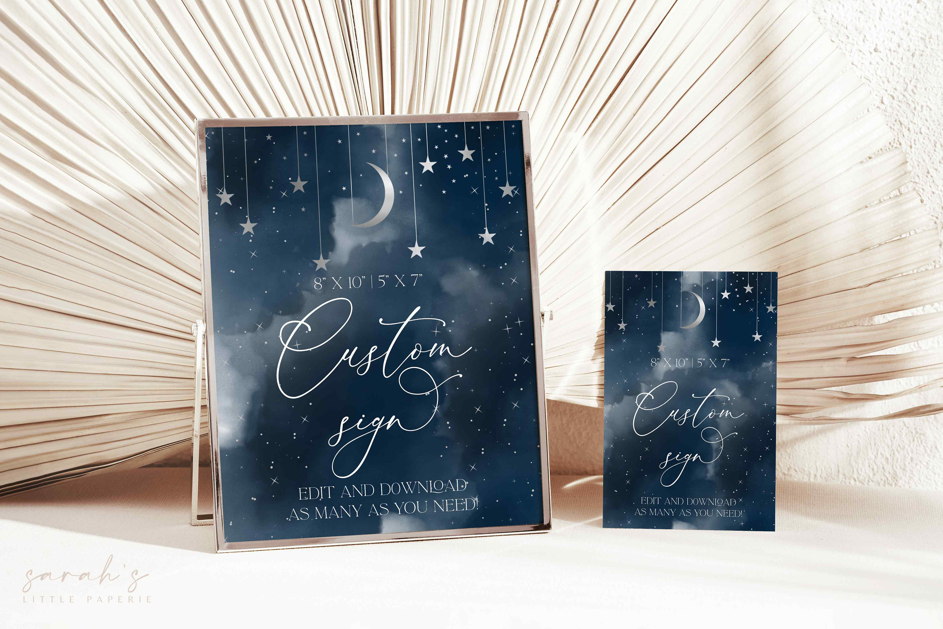 Navy Blue and Gold Custom Sing, Silver Moon and Stars Theme, Fully ...