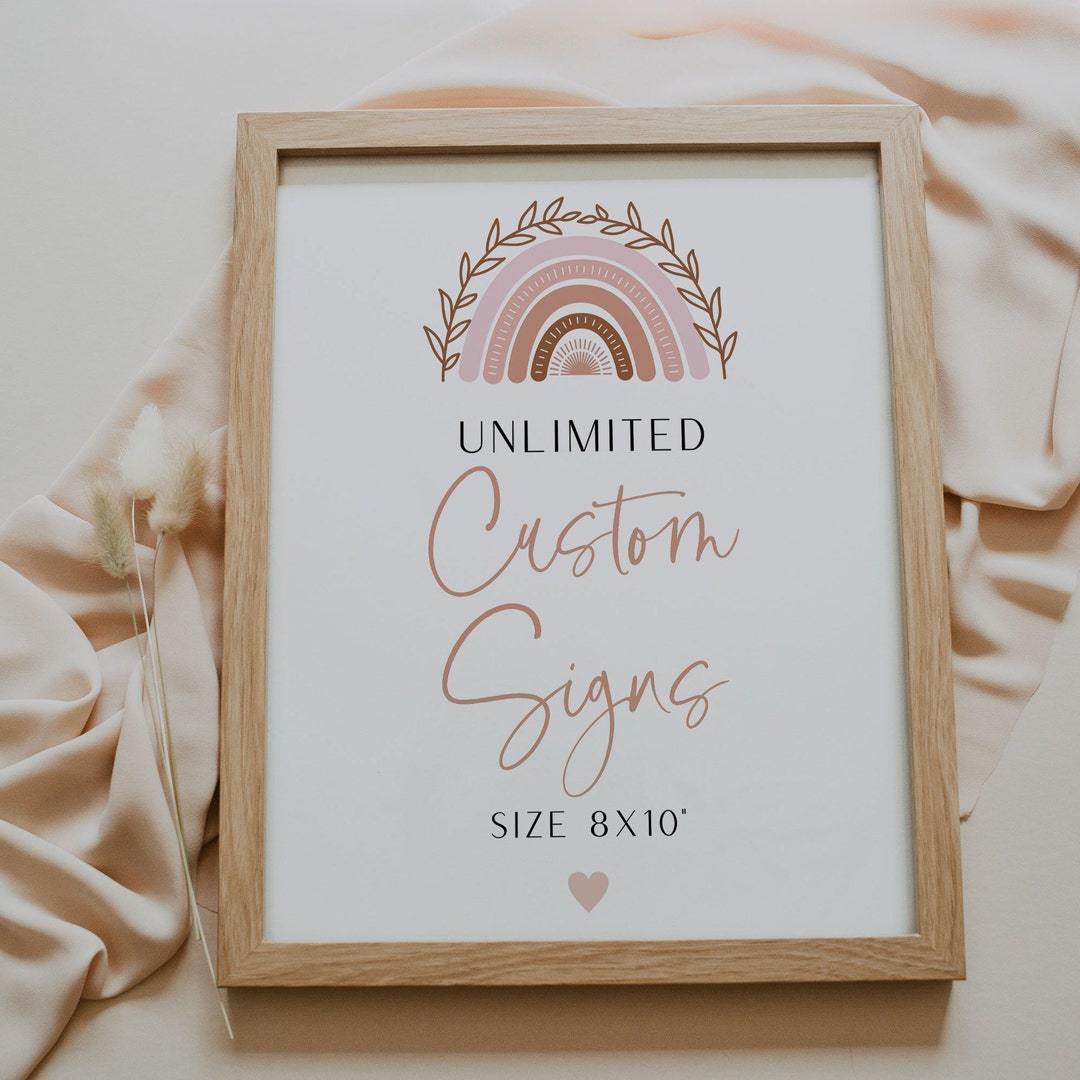 Rainbow Unlimited Editable Custom Sign, Bohemian Rainbow Editable Sign ...