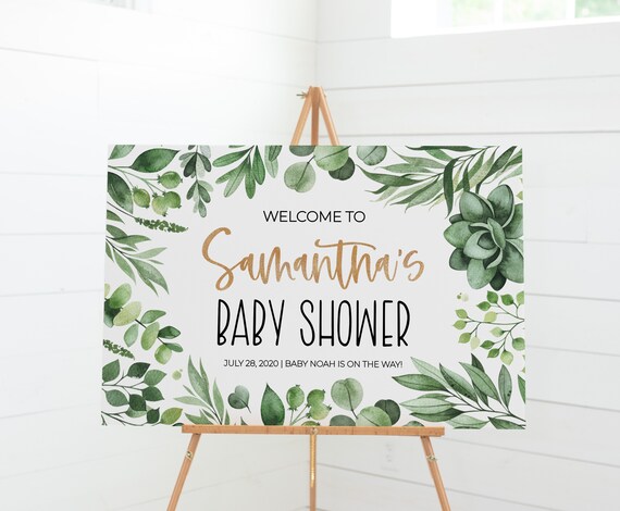 Boho Baby Shower Welcome Sign Succulent Baby Shower Sign | Etsy