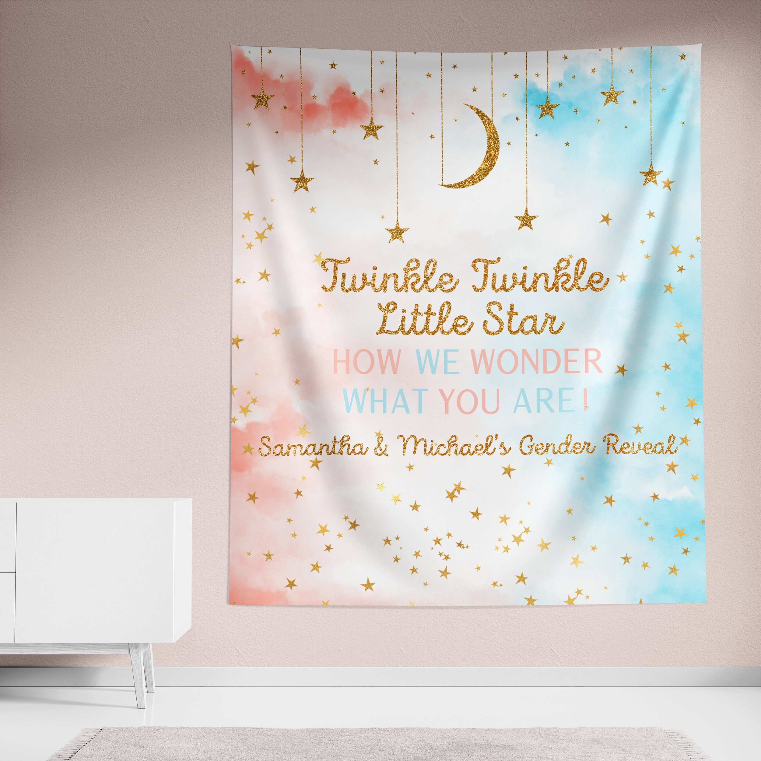 Gender Reveal Backdrop Twinkle Twinkle Little Star Backdrop - Etsy