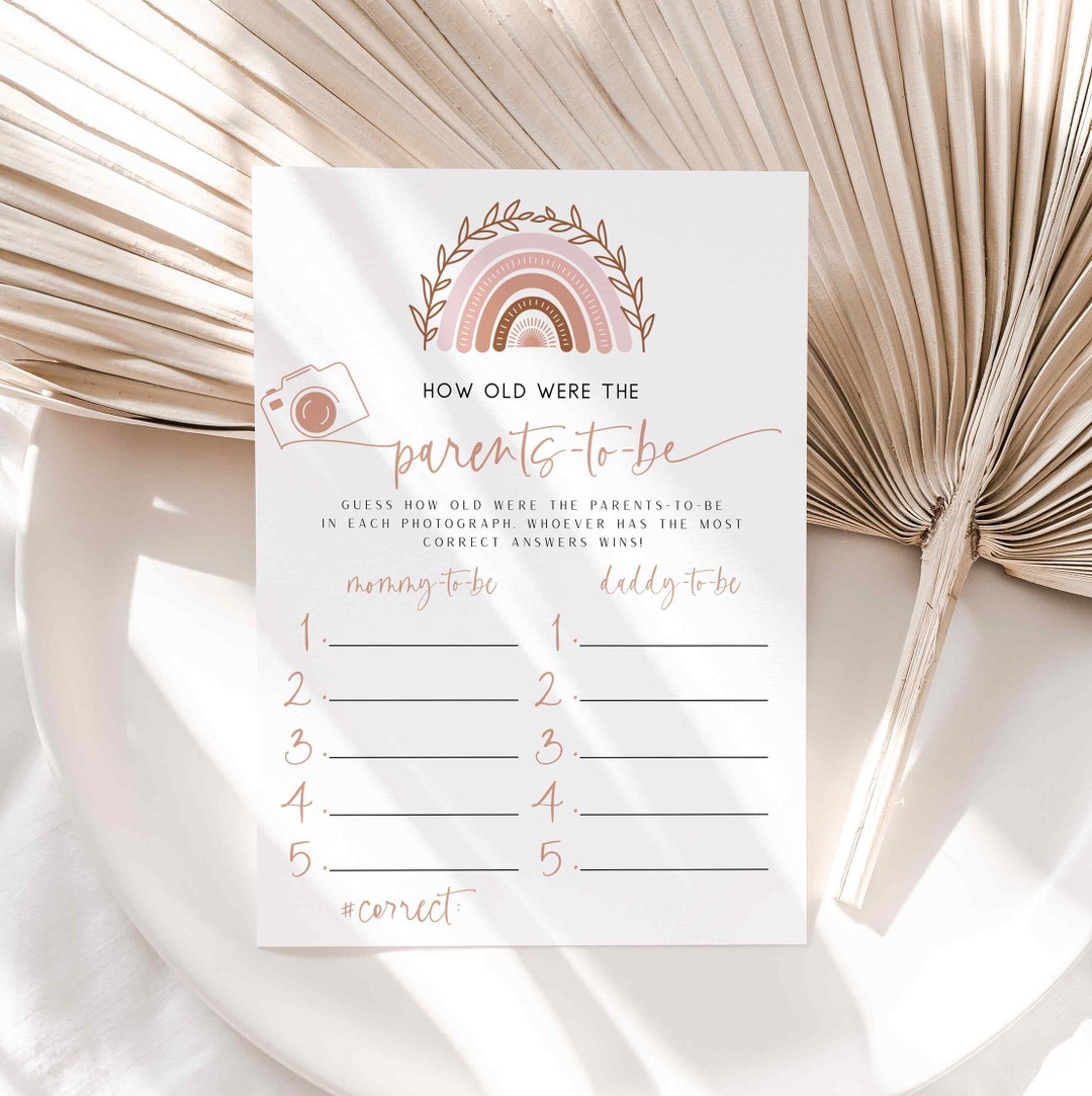 How Old Was the Parents-to-be, Bohemian Rainbow Baby Shower Game, Party ...