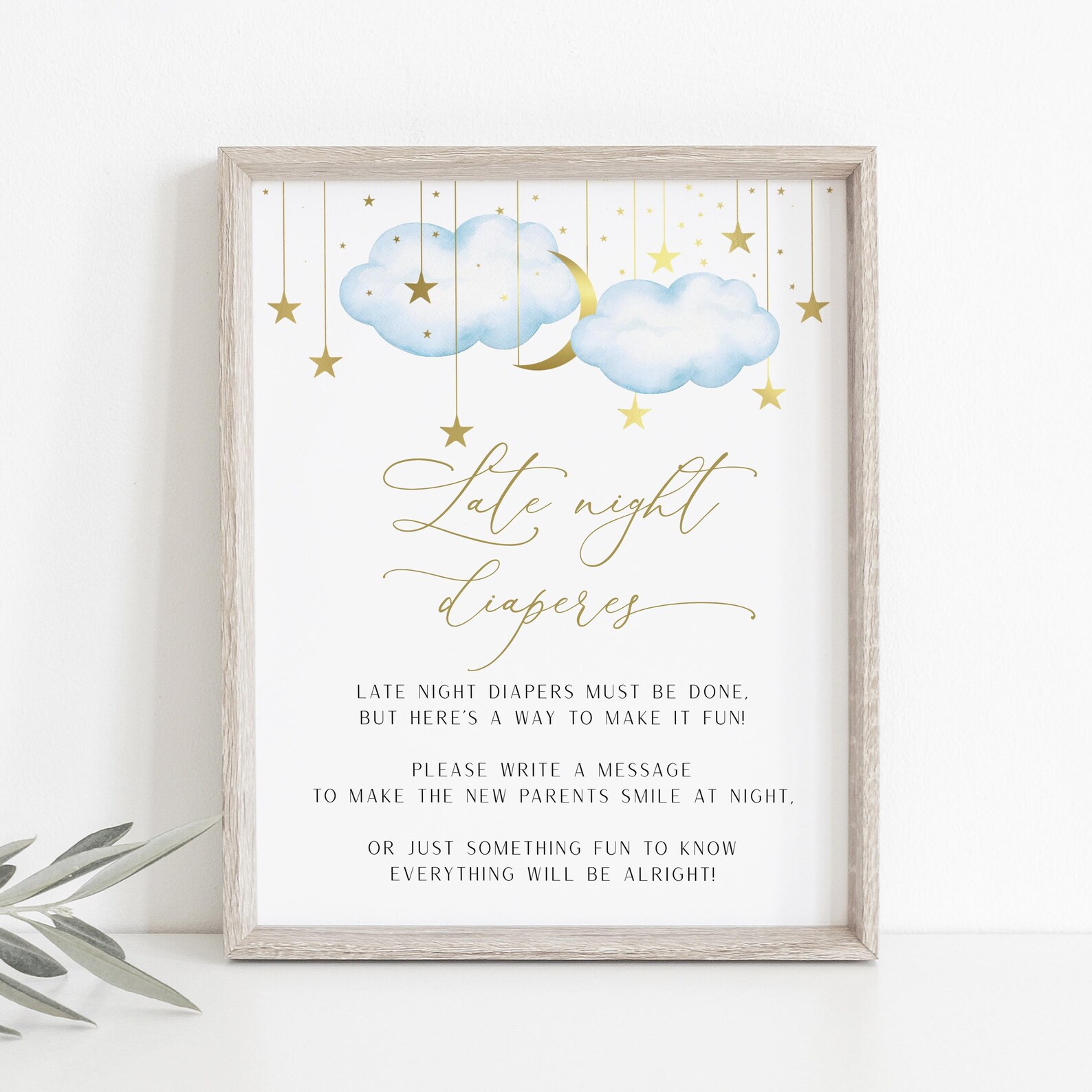 Late Night Diapers Sign, 8 X 10", Twinkle Twinkle Little Star Baby ...