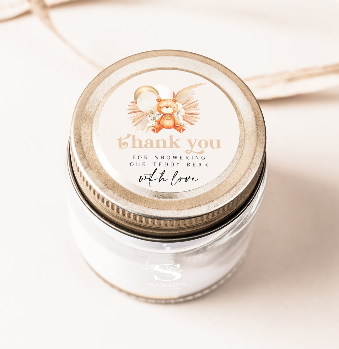 Teddy Bear Editable Sticker Labels, Teddy Bear Baby Shower Labels ...