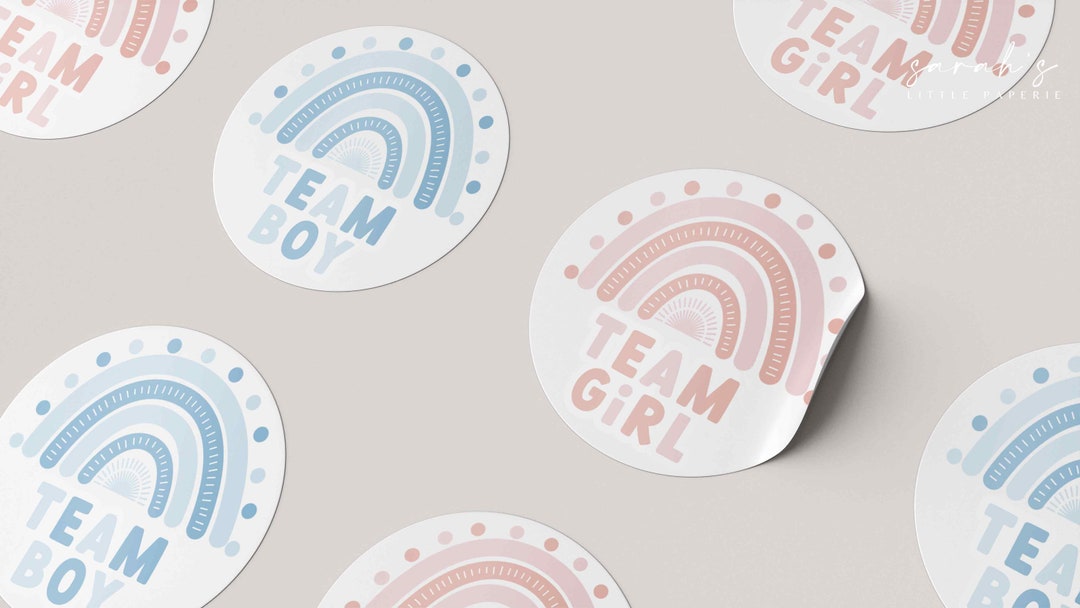 Gender Reveal Stickers, Rainbow Gender Reveal Voting Stickers, Team Boy ...