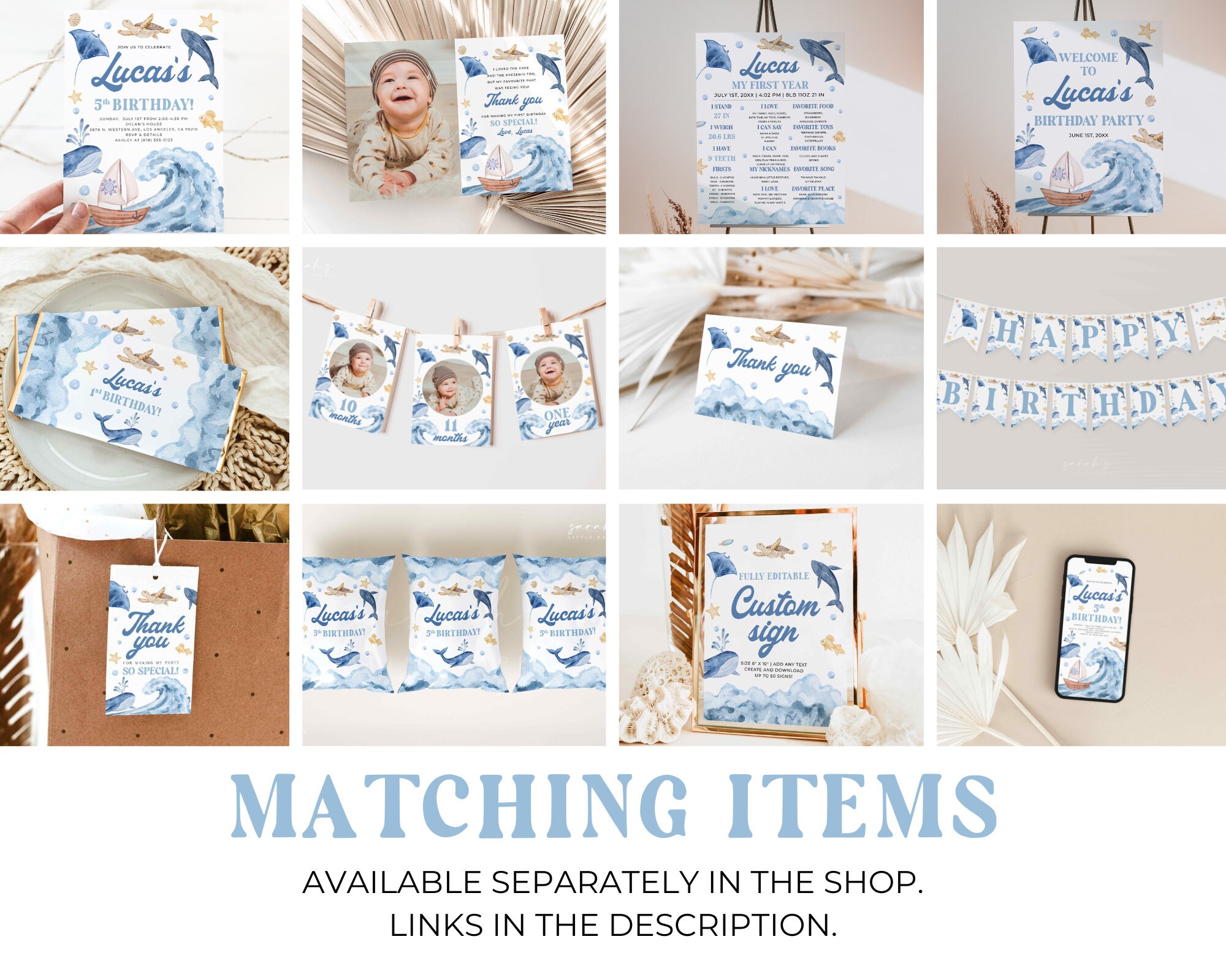 Ocean Birthday Favor Tag, Nautical Kids Birthday Party Gift Tag, Sea ...
