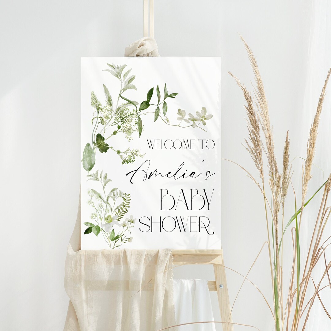 Gender Neutral Baby Shower Welcome Sign | Baby in Bloom Welcome Sign ...