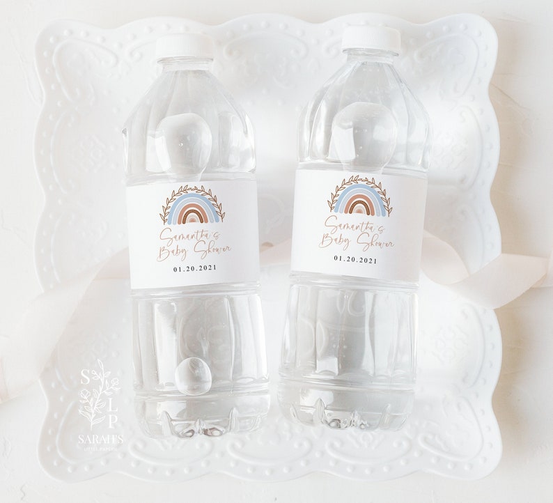 EDITABLE Blue Bohemian Rainbow Bottle Labels INSTANT - Etsy