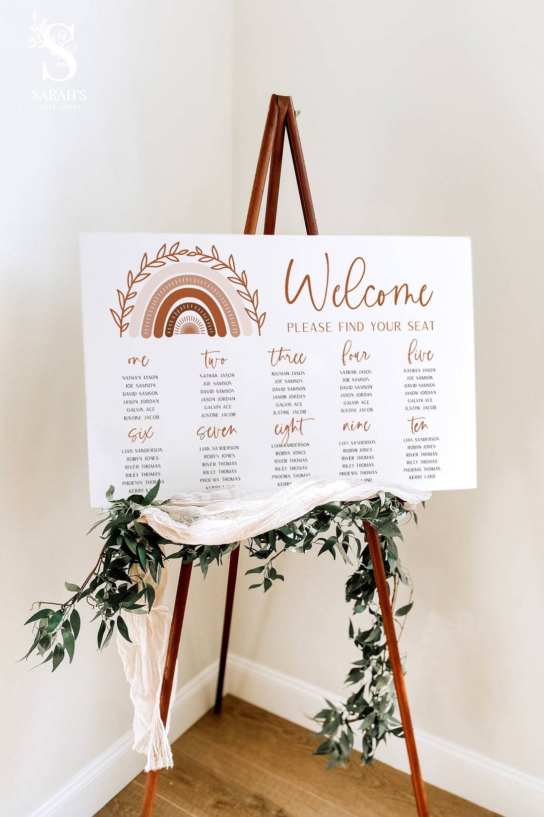 Terracotta Bohemian Rainbow Baby Seating Chart , Muted Tones Welcome ...
