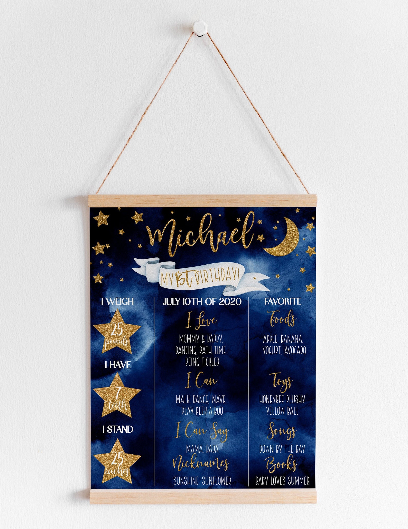 Twinkle Twinkle Little Star Birthday Milestone Board Birthday - Etsy