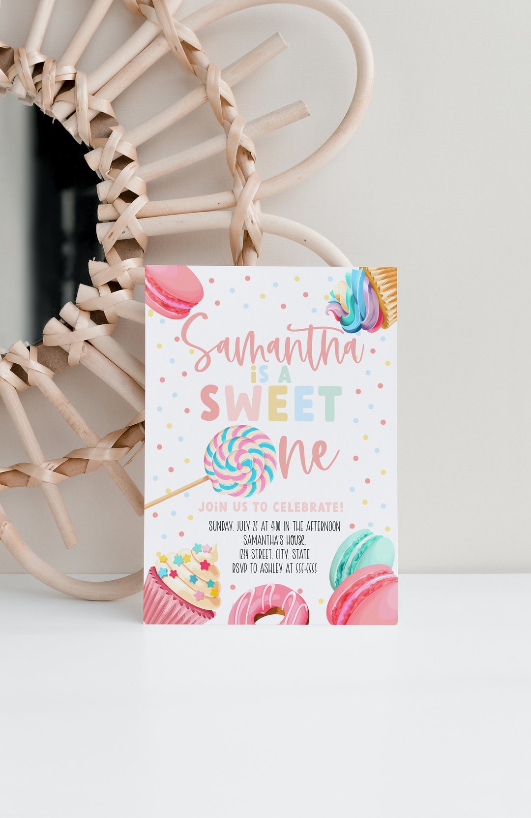 Sweet One Invitation Pastel Sweets Birthday Invitation - Etsy