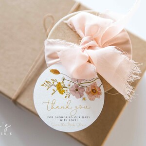 Wildflower Round Favor Tag Template, Boho Wildflowers Circle Gift Tags ...