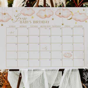 Birthday Calendar, Twinkle Twinkle Little Star Baby Shower Guess Baby's ...
