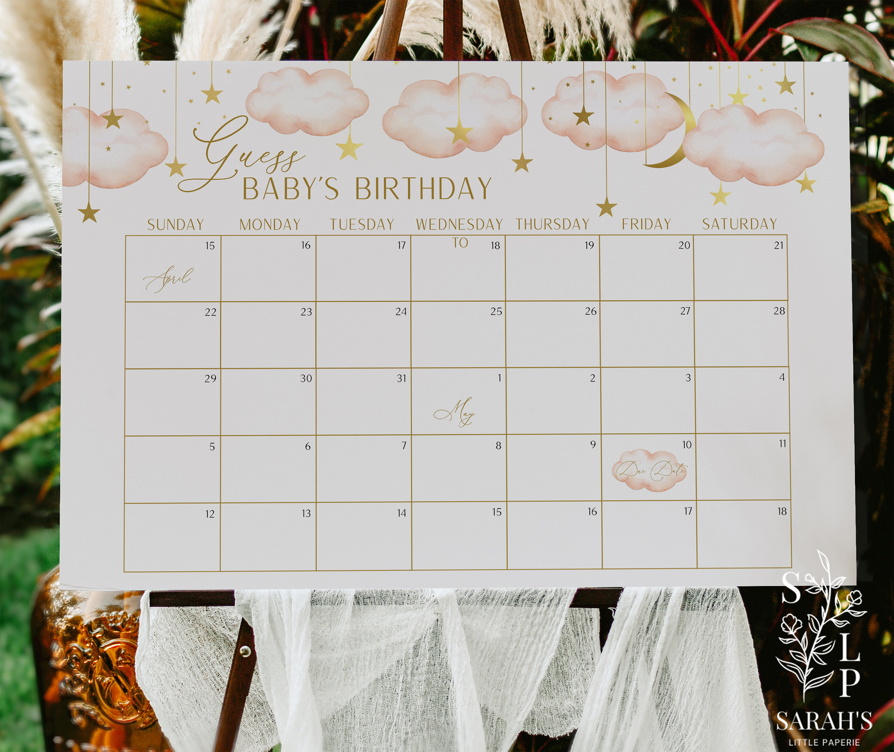 Birthday Calendar Twinkle Twinkle Little Star Baby Shower - Etsy