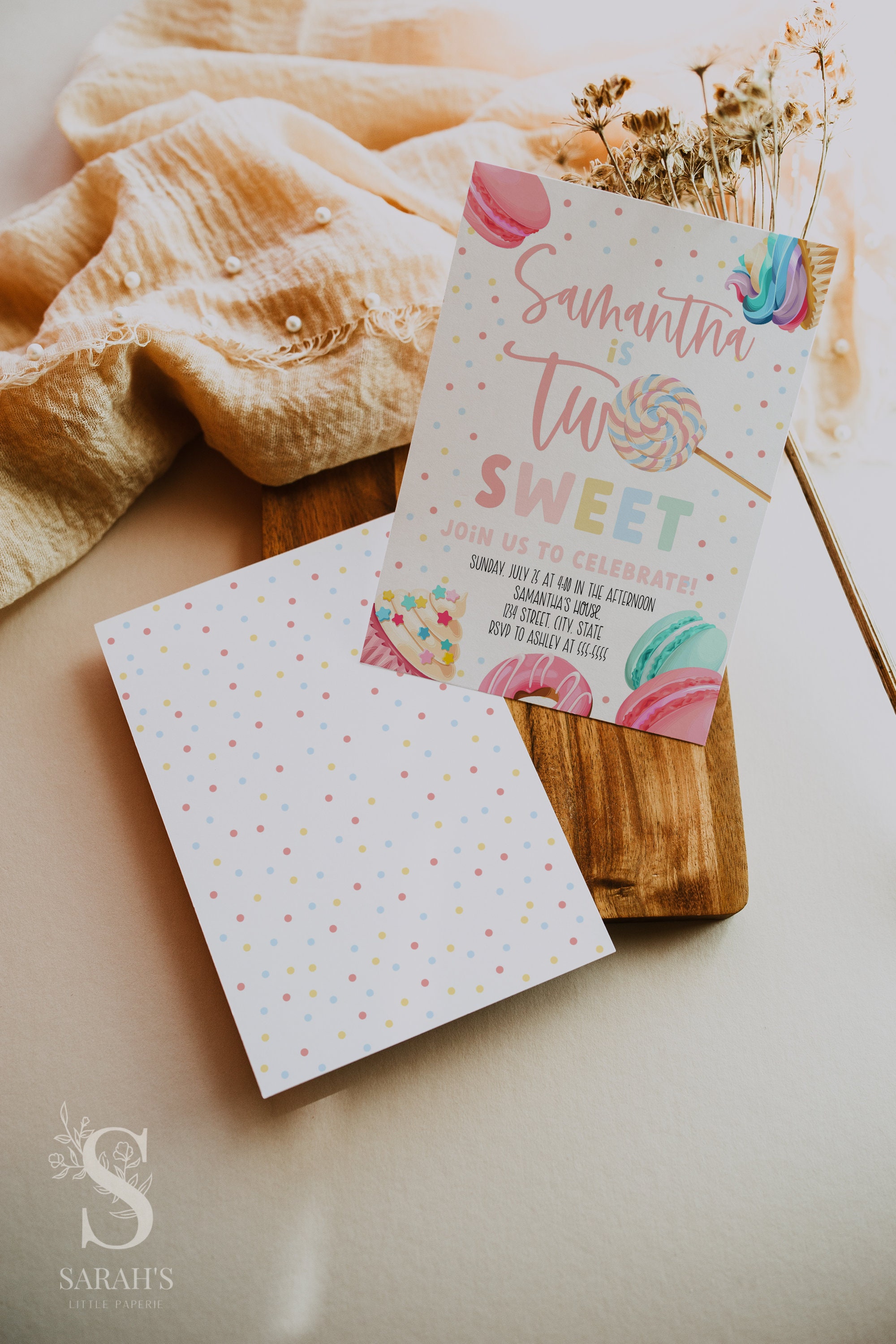 Two Sweet Invitation Pastel Sweets Birthday Invitation Candy - Etsy