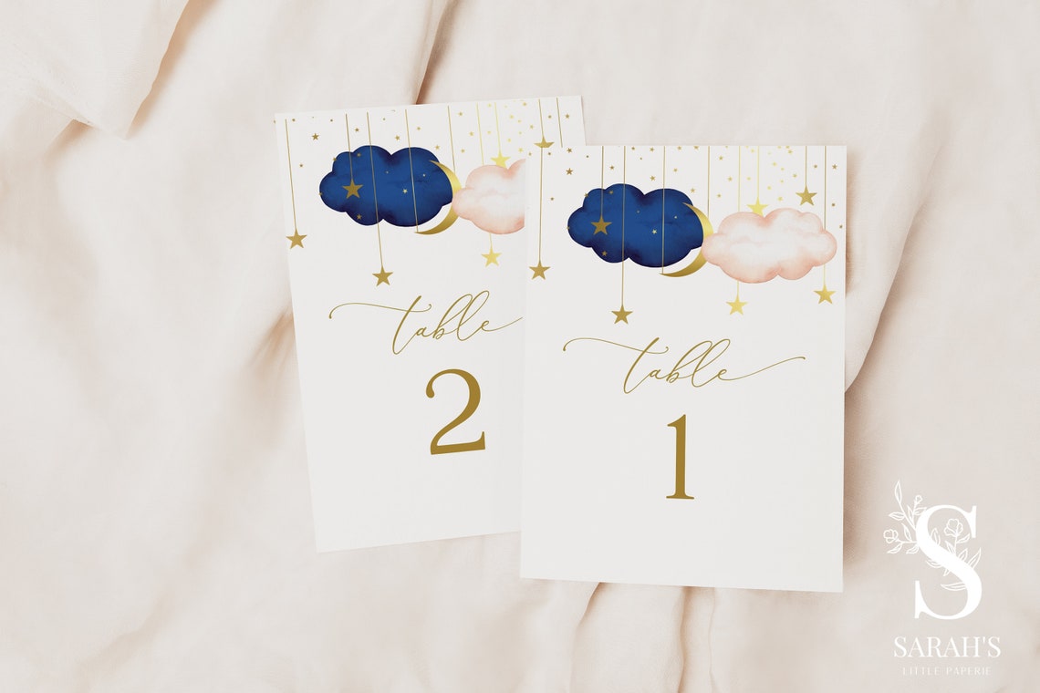 Blush and Navy Table Numbers, Twinkle Twinkle Little Star Table Numbers ...
