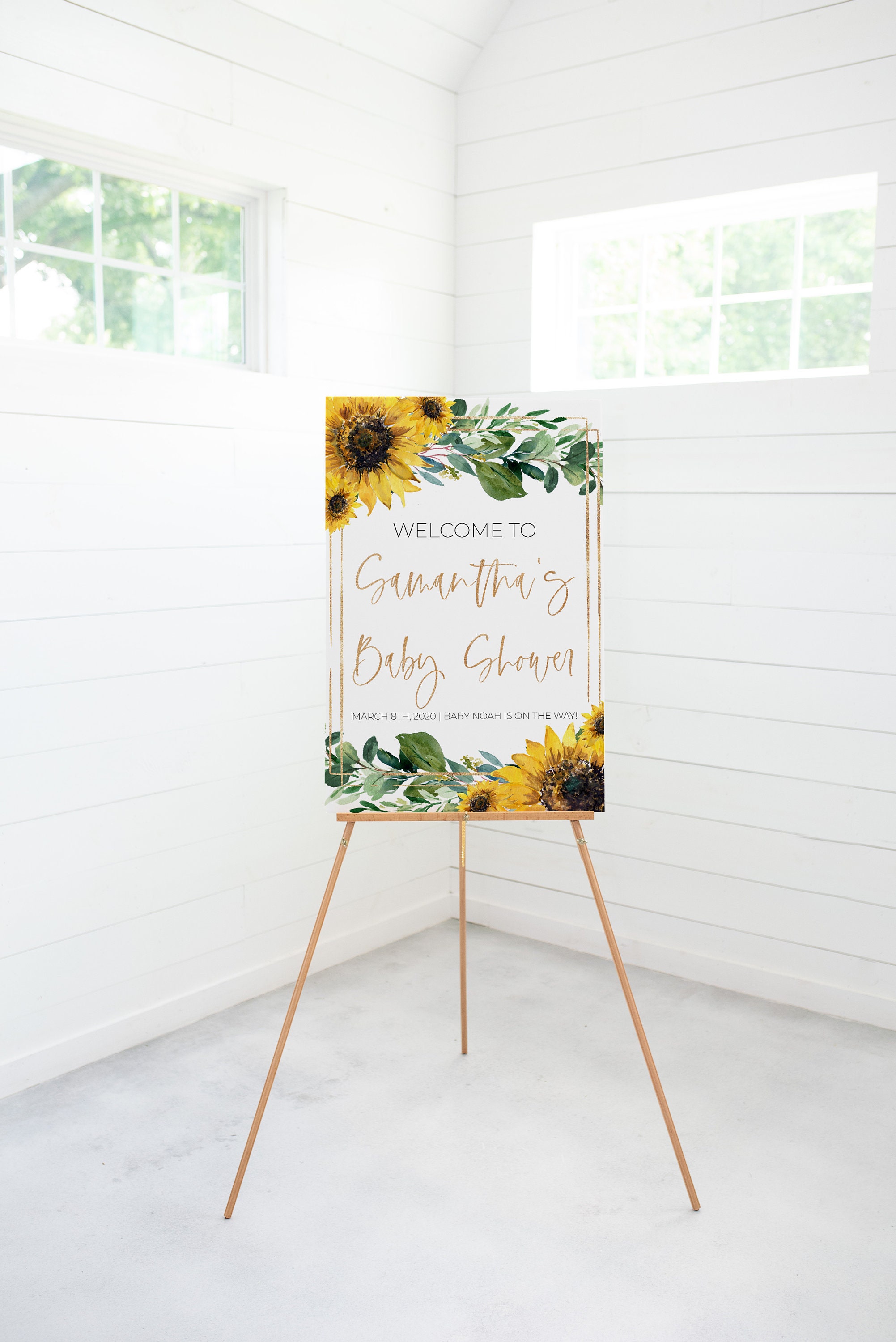 20x30 Sunflower Baby Shower Sign Sunflower Welcome Sign Gold - Etsy