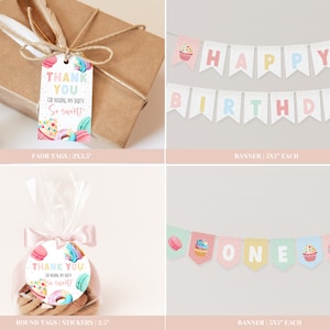 Sweet One Birthday Bundle, Pastel Sweets Birthday Invite Set,, Donut ...