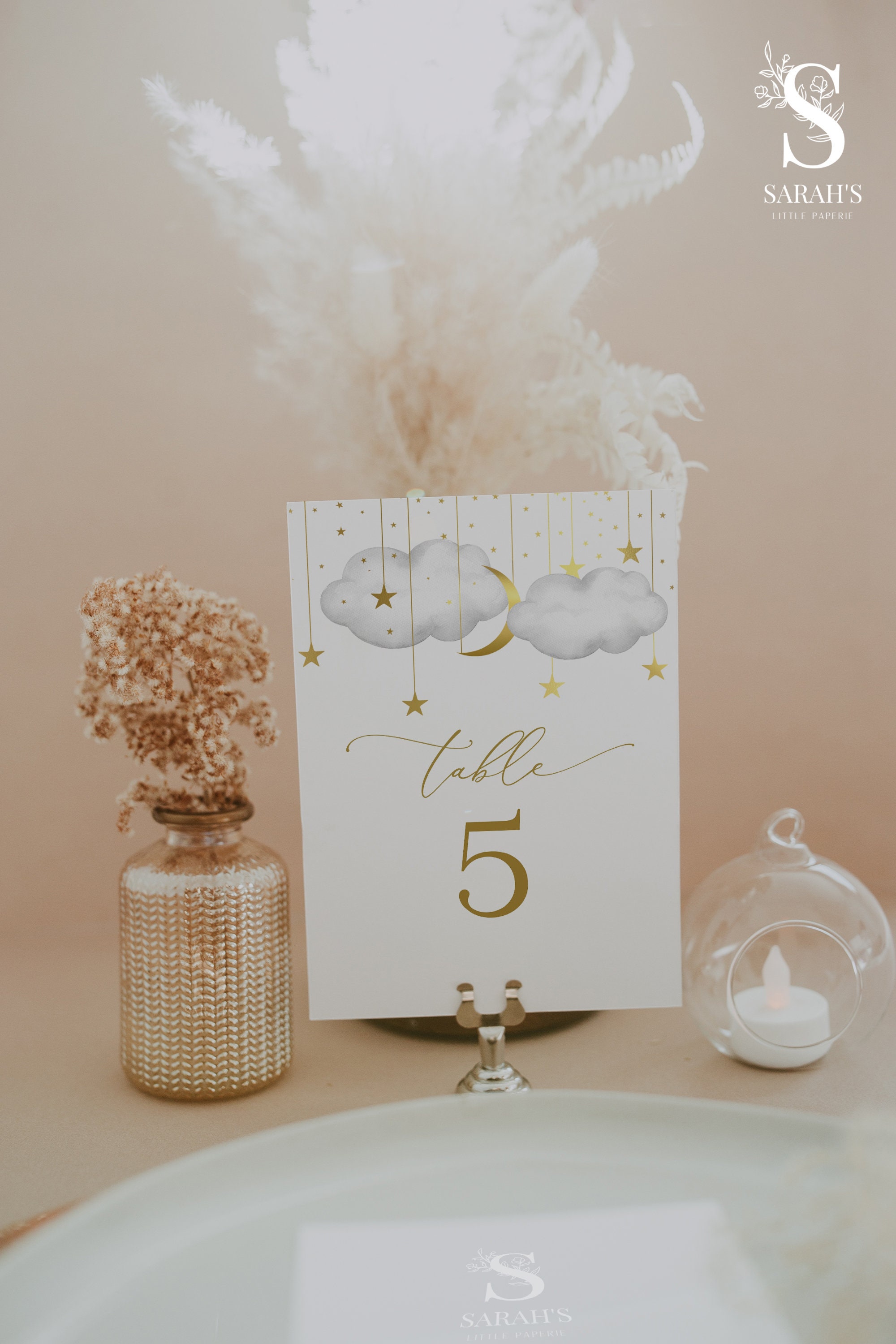 Gray and Gold Table Numbers, 5x7", Gender Neutral Table Numbers ...