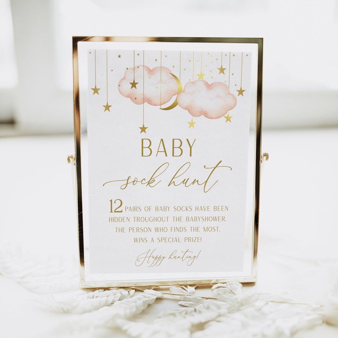 Baby Sock Hunt Sign, 8 X 10", Twinkle Twinkle Little Star Baby Shower ...