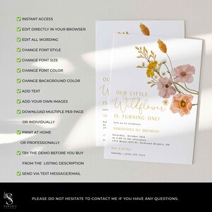 Wildflower Birthday Invitation, Boho Wildflowers Invitation, Garden ...