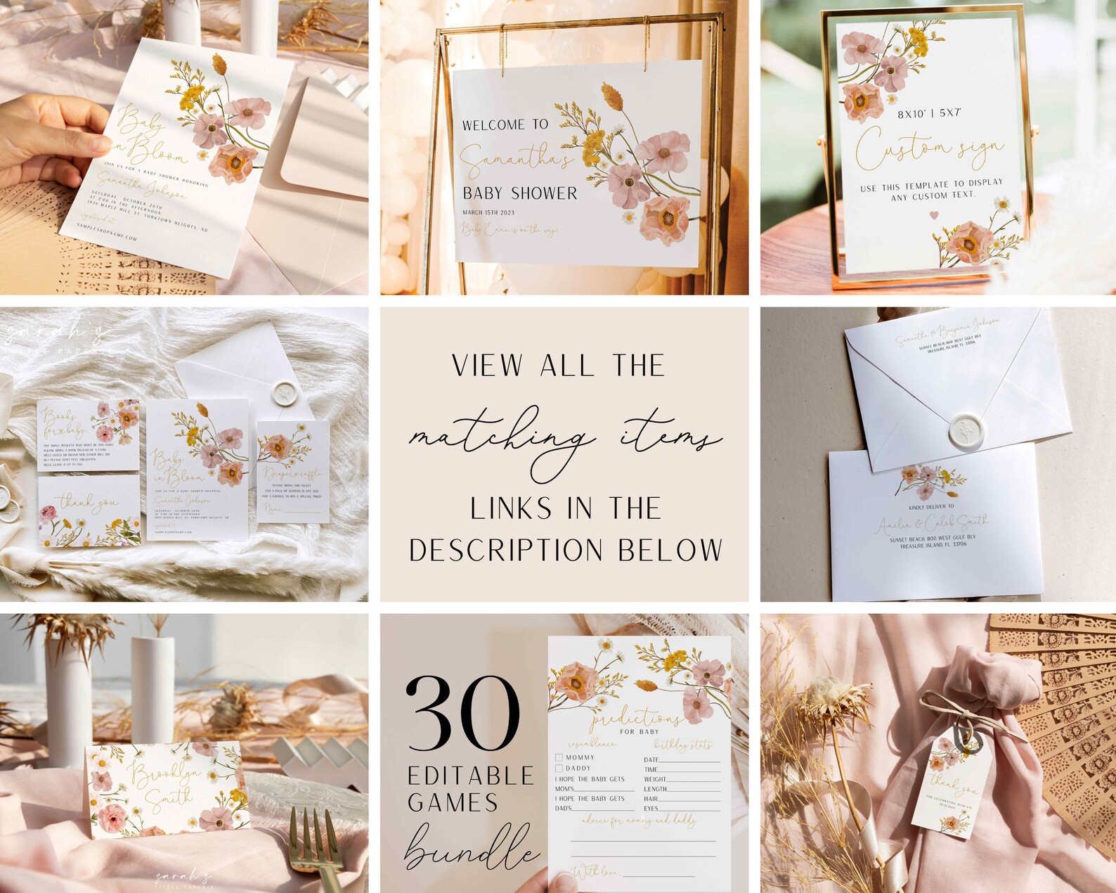 Wildflower Favor Tag Template Boho Wildflowers Gift Tags - Etsy