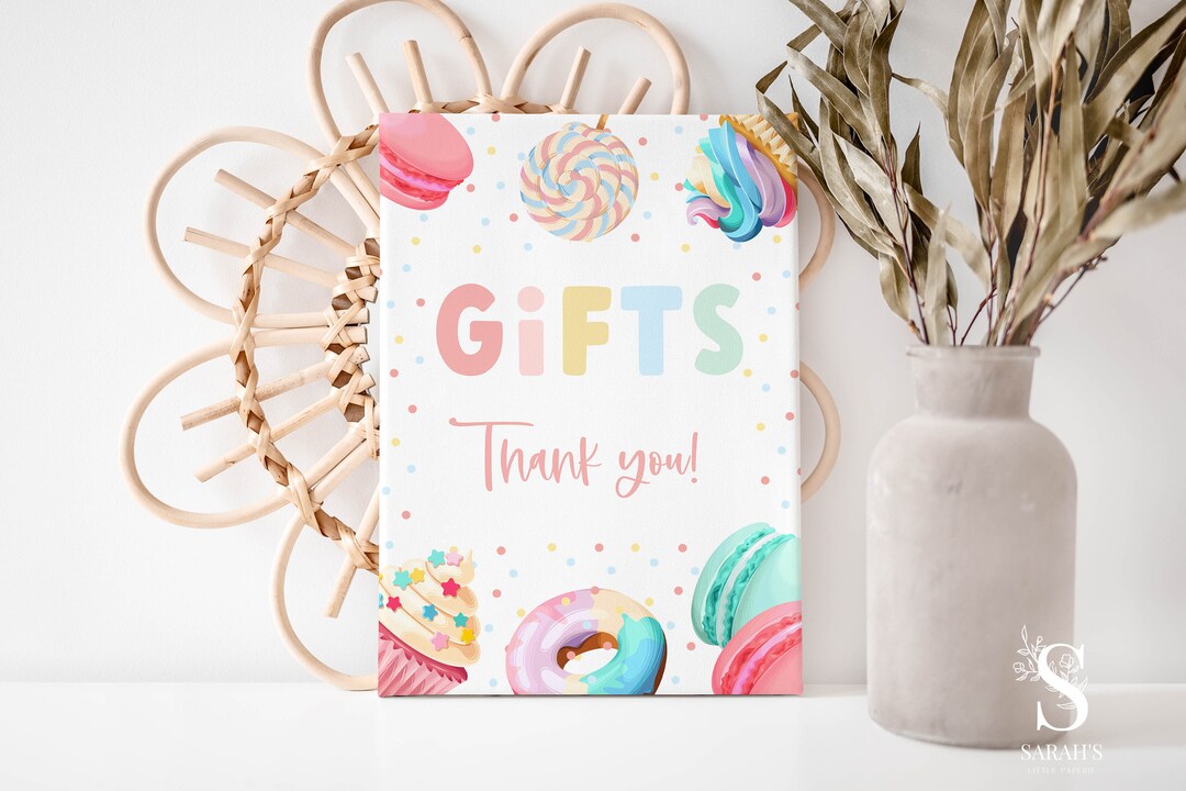 Gifts Sign, Birthday Pastel Gifts Sign, Sweet One | Two Sweet | so ...