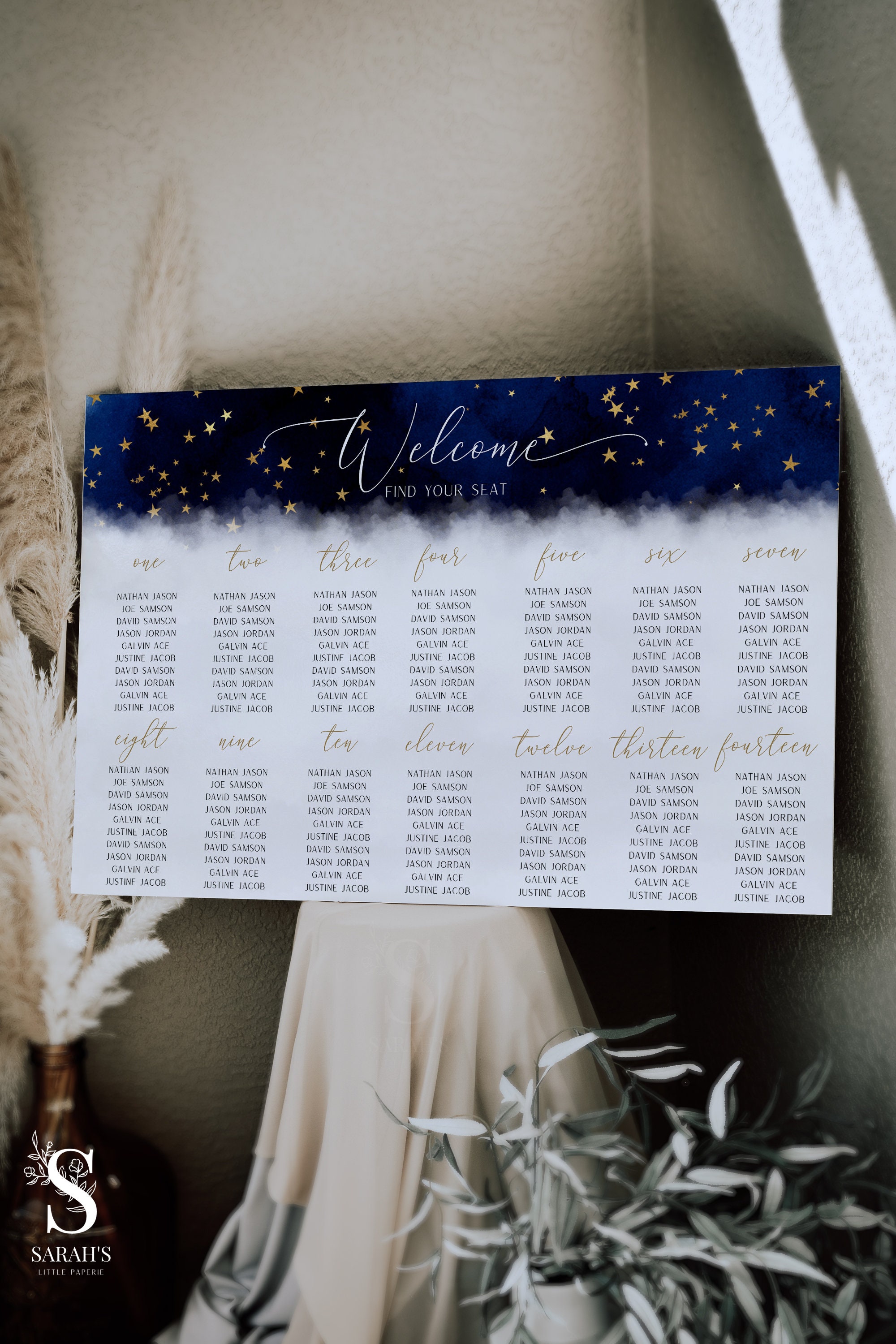 Celestial Seating Chart Navy Blue and Gold Seating Chart - Etsy