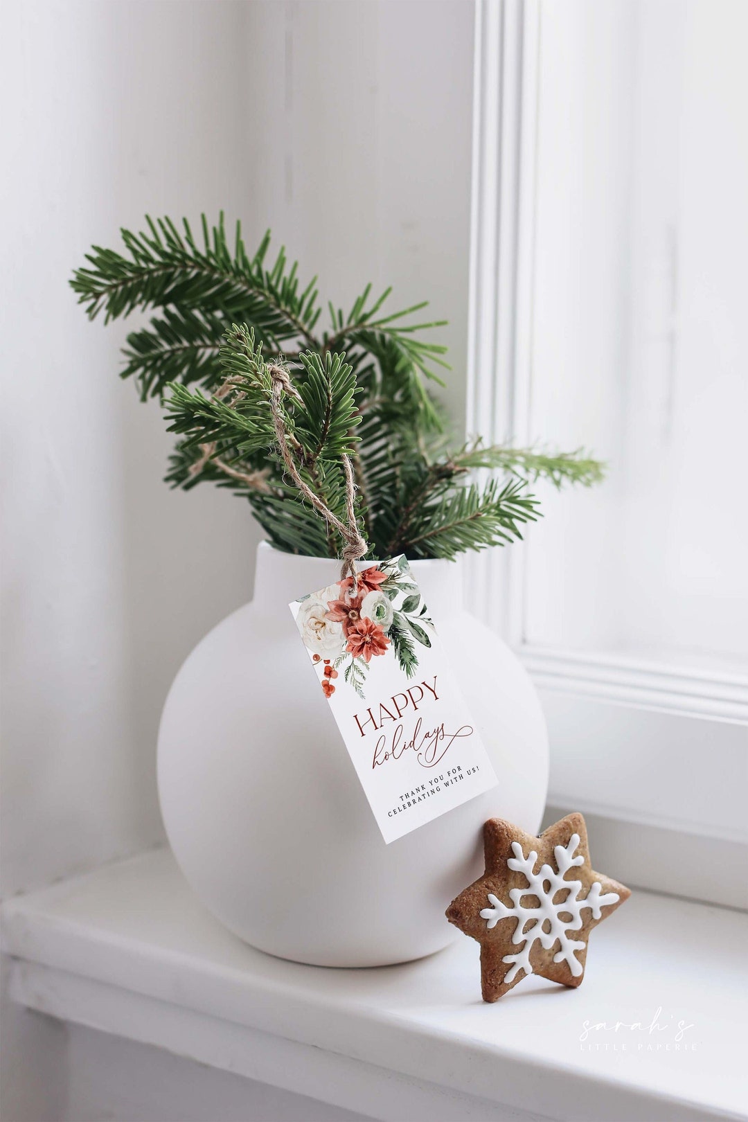 Holiday Gift Tag, Happy Holidays Favor Tag, Printable Christmas Gift ...