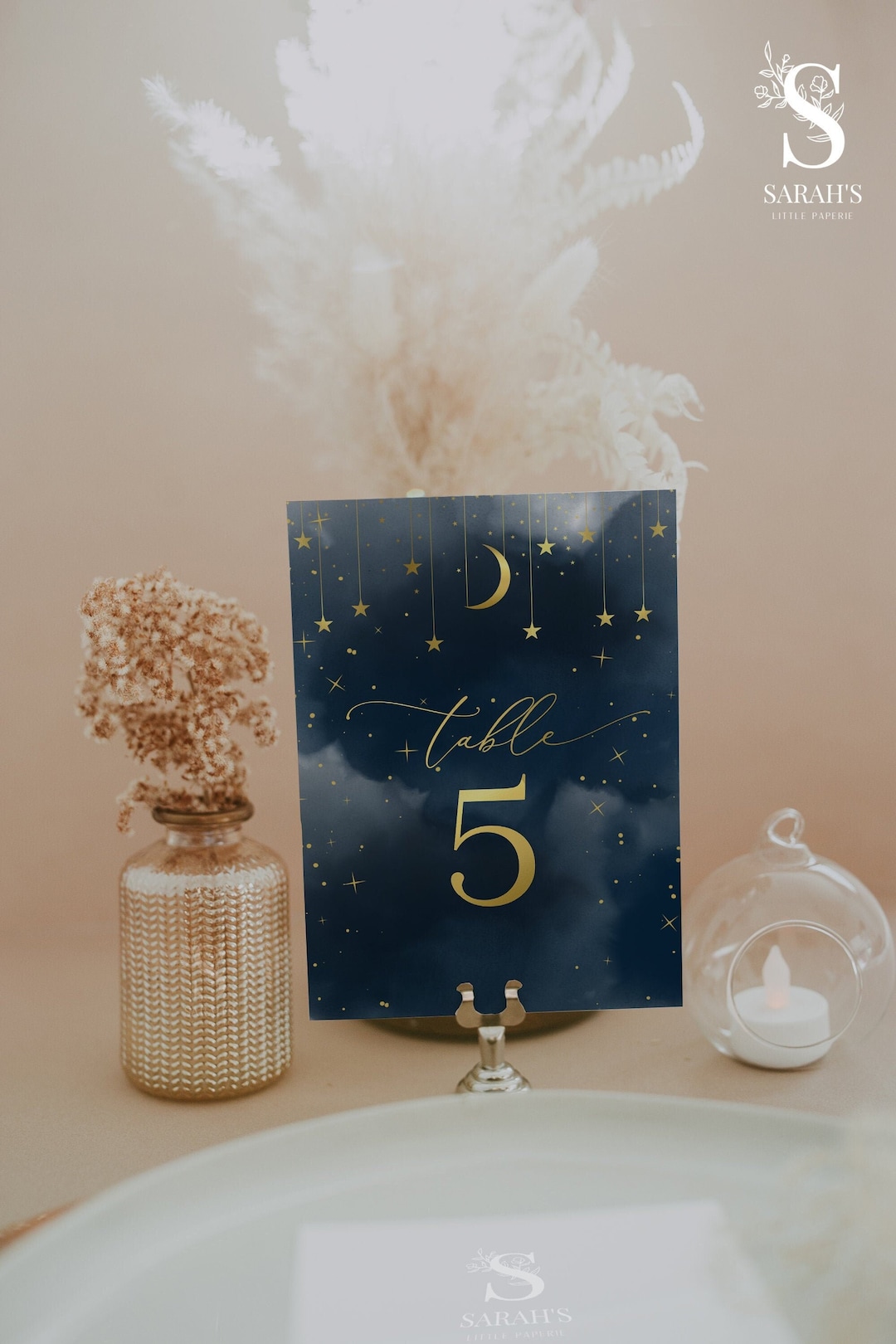 Moon Stars Table Numbers, Navy Blue and Gold S Table Numbers | INSTANT ...