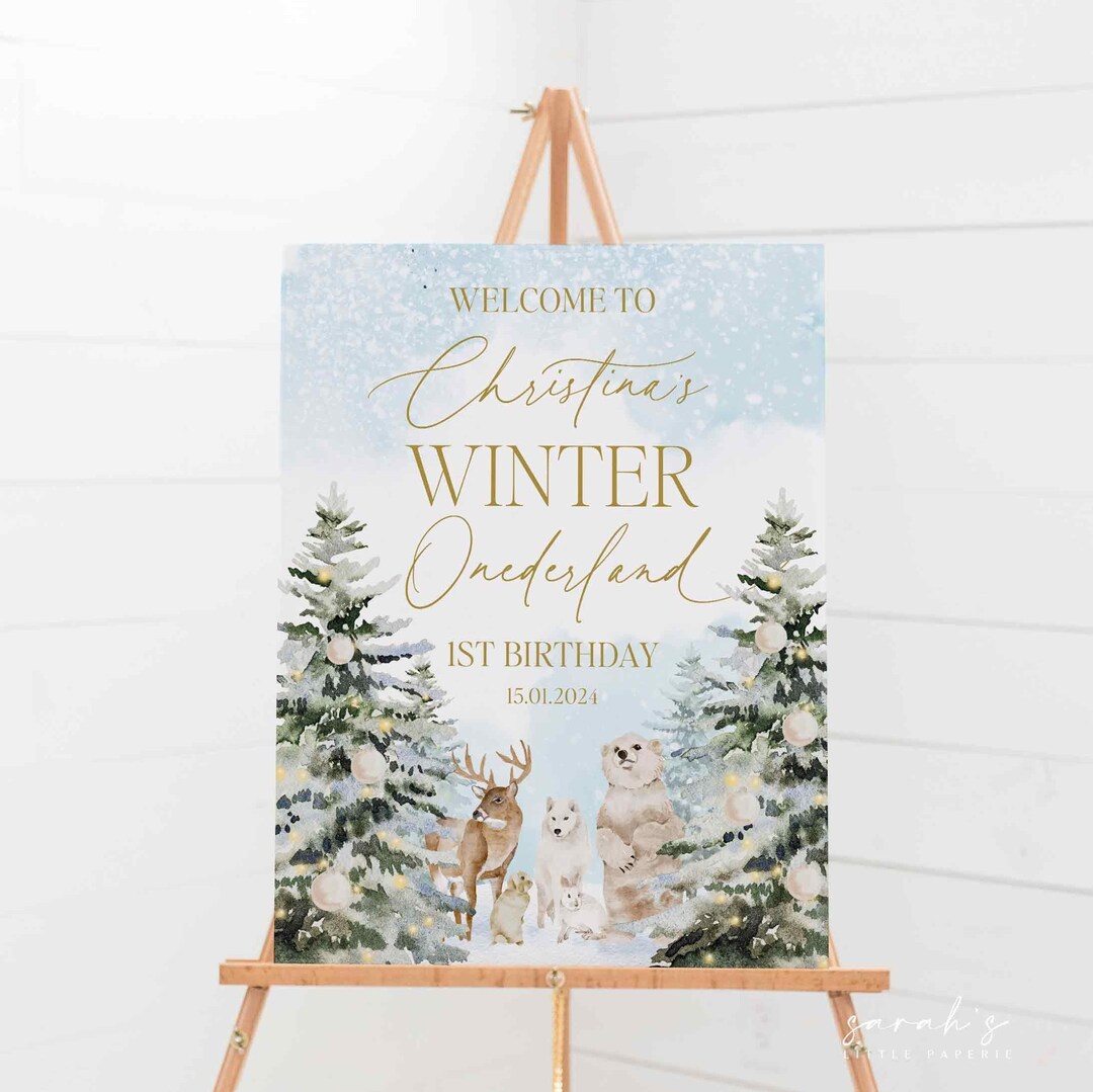 Winter Onerderland First Birthday Welcome Sign | Baby Boy Winter ...