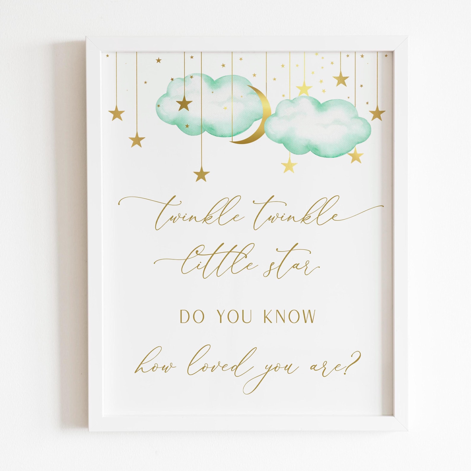 Twinkle Twinkle Little Star Sign, Mint and Gold Sign, Instant Download ...