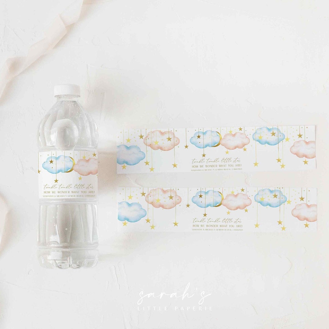 EDITABLE Gender Reveal Bottle Labels, Blue & Pink Gender Water Bottle ...