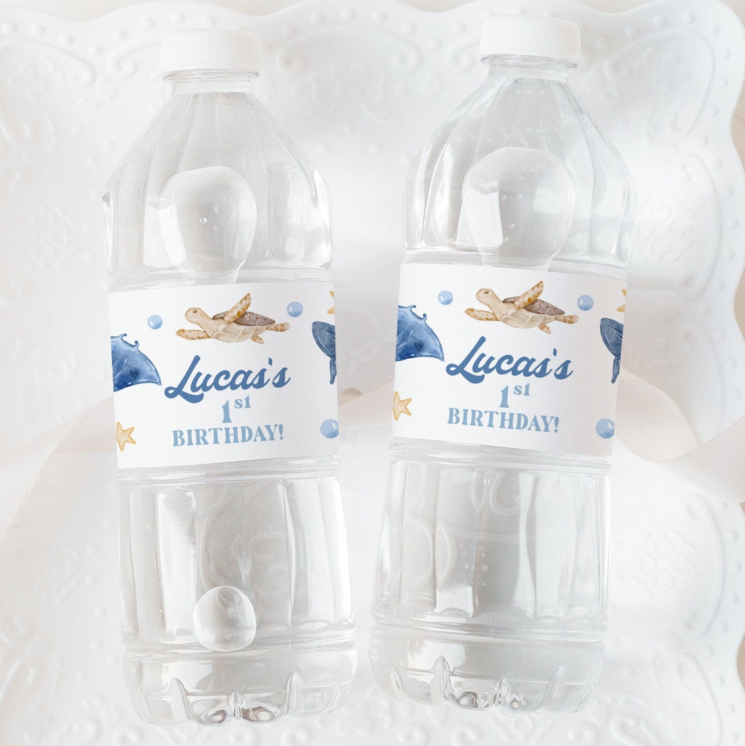 Ocean Birthday Editable Bottle Labels, Nautical Kids Birthday Party ...