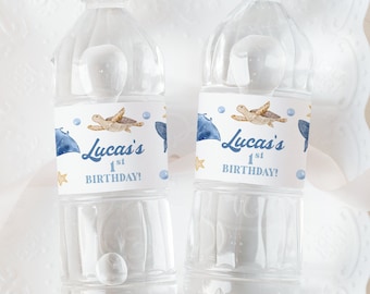 Editable Under the Sea Water Bottle Labels Deep Sea Creatures Boy ...