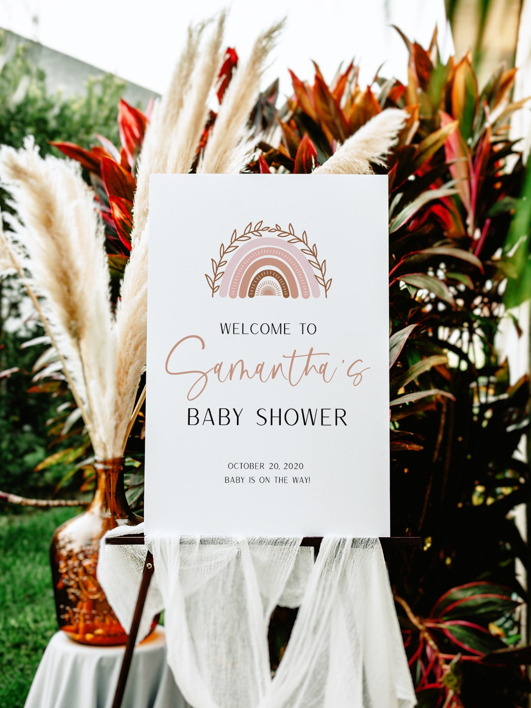Bohemian Rainbow Baby Shower Sign, Bohemian Rainbow Welcome Sign ...
