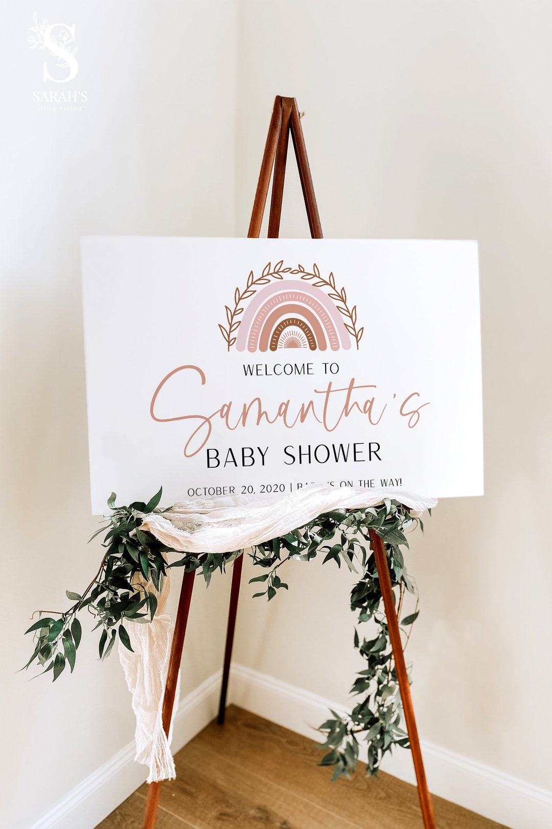 Bohemian Rainbow Baby Shower Sign, Bohemian Rainbow Welcome Sign ...