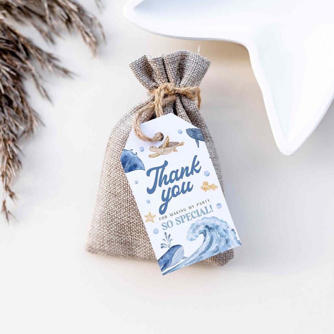 Ocean Birthday Favor Tag, Nautical Kids Birthday Party Gift Tag, Sea ...