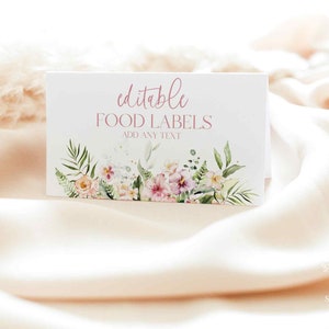Editable Food Labels, Tropical Food Labels, Summer Party Food Tents ...