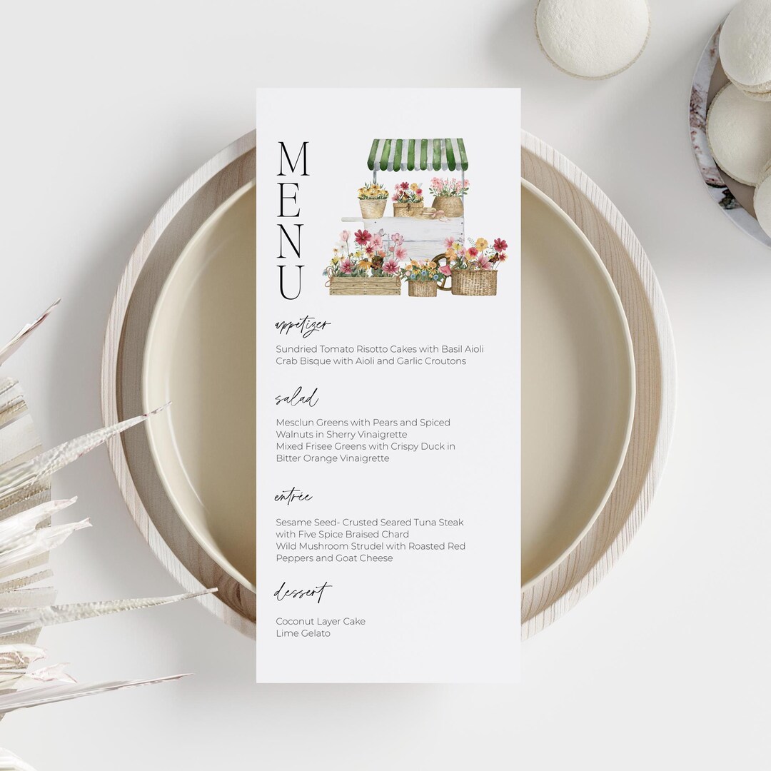Off the Market Bridal Shower Menu, Bridal Shower Flower Shop Menu ...