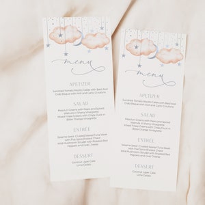 Editable Twinkle Twinkle Little Star Baby Shower Menu, 4x9", Silver ...