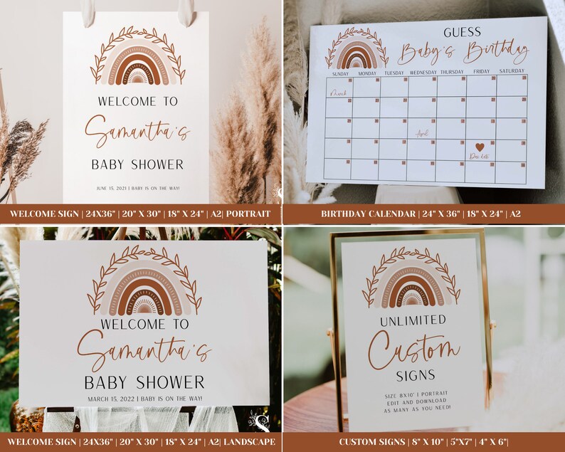 Boho Rainbow Mega Bundle, Baby Shower Mega Bundle, Bohemian Baby Shower ...