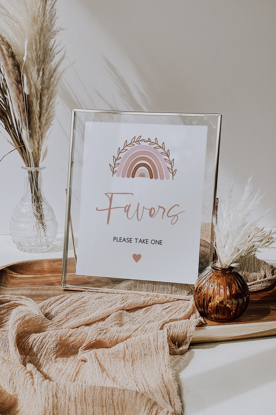 Favors Sign, Bohemian Rainbow Baby Shower Favors Sign, Terracotta Baby ...